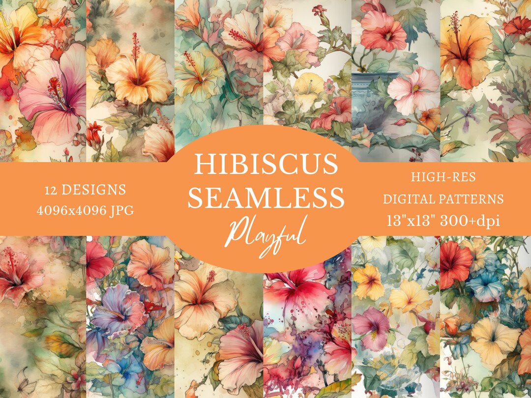 Hibiscus Seamless, Hibiscus Pattern, Seamless, Pattern, Digital Paper ...