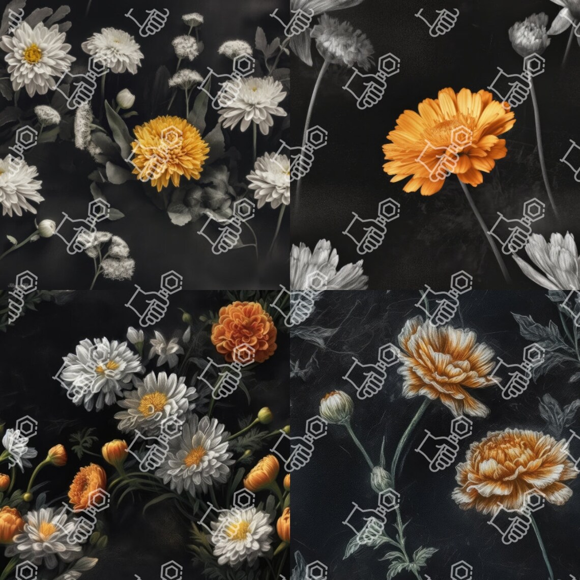 Marigold Seamless, Marigold Pattern, Seamless, Pattern, Digital Paper ...