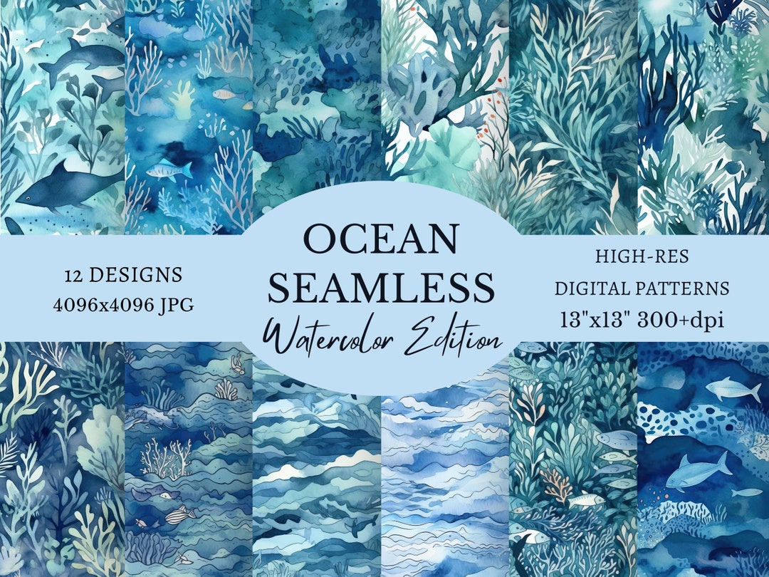 Ocean Seamless, Ocean Pattern, Ocean Background, Seamless, Pattern, Sea ...