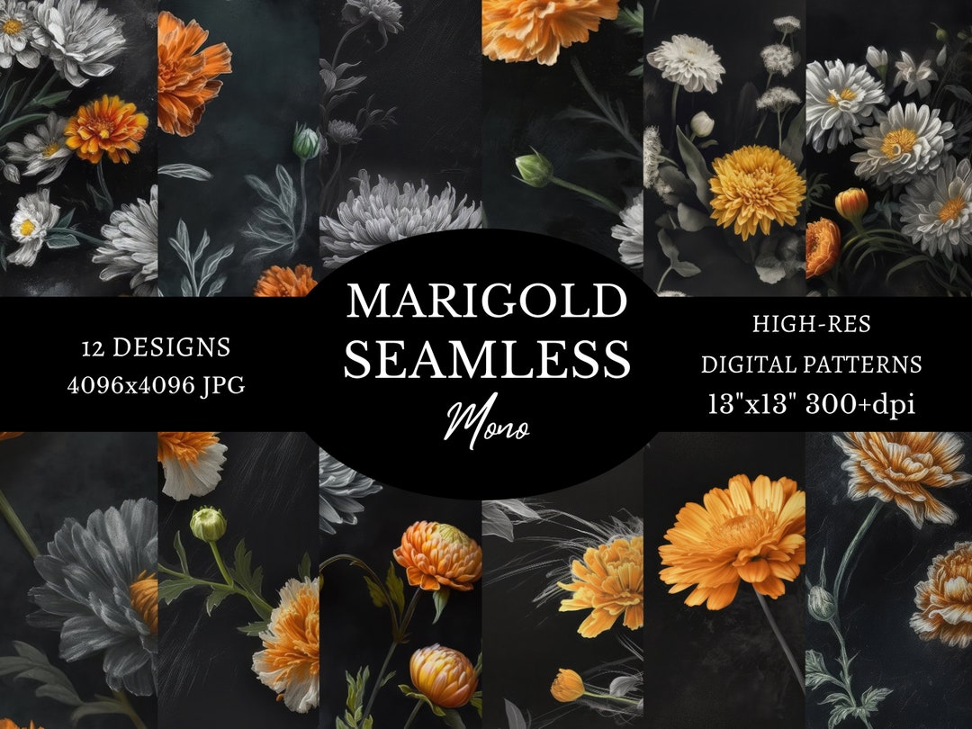 Marigold Seamless, Marigold Pattern, Seamless, Pattern, Digital Paper ...