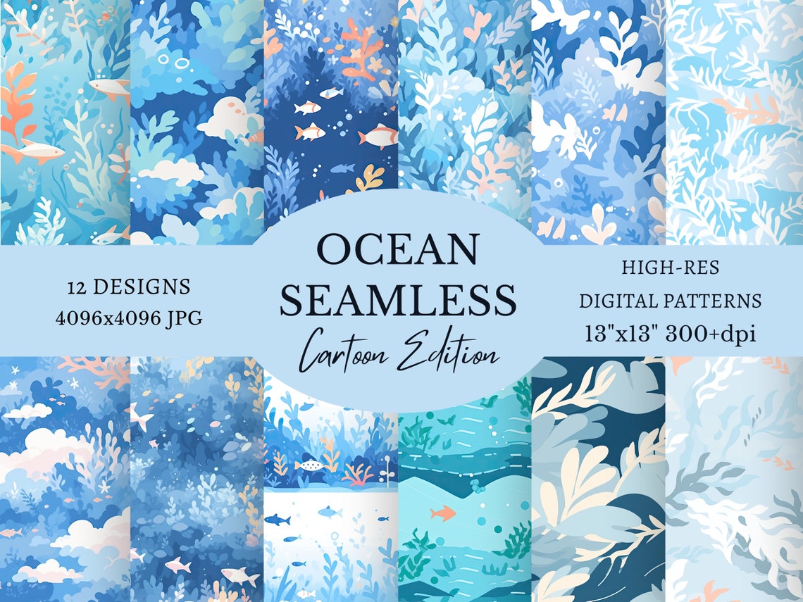 Ocean Seamless Ocean Pattern Ocean Background Seamless - Etsy