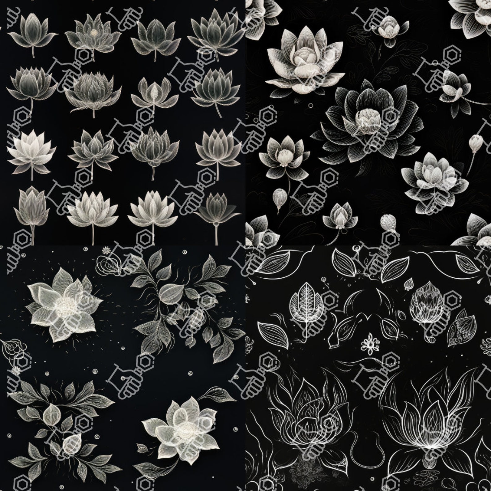 Lotus Seamless, Lotus Pattern, Floral Seamless, Floral Pattern, Digital ...