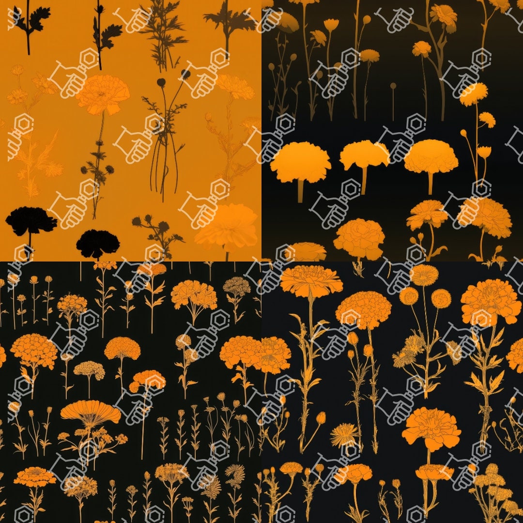 Marigold Seamless, Marigold Pattern, Seamless, Pattern, Digital Paper ...