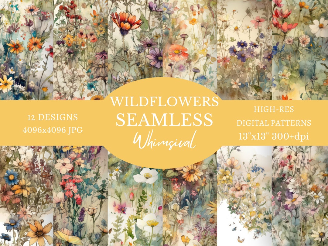 Wildflowers Seamless, Wildflowers Pattern, Seamless, Pattern, Digital ...