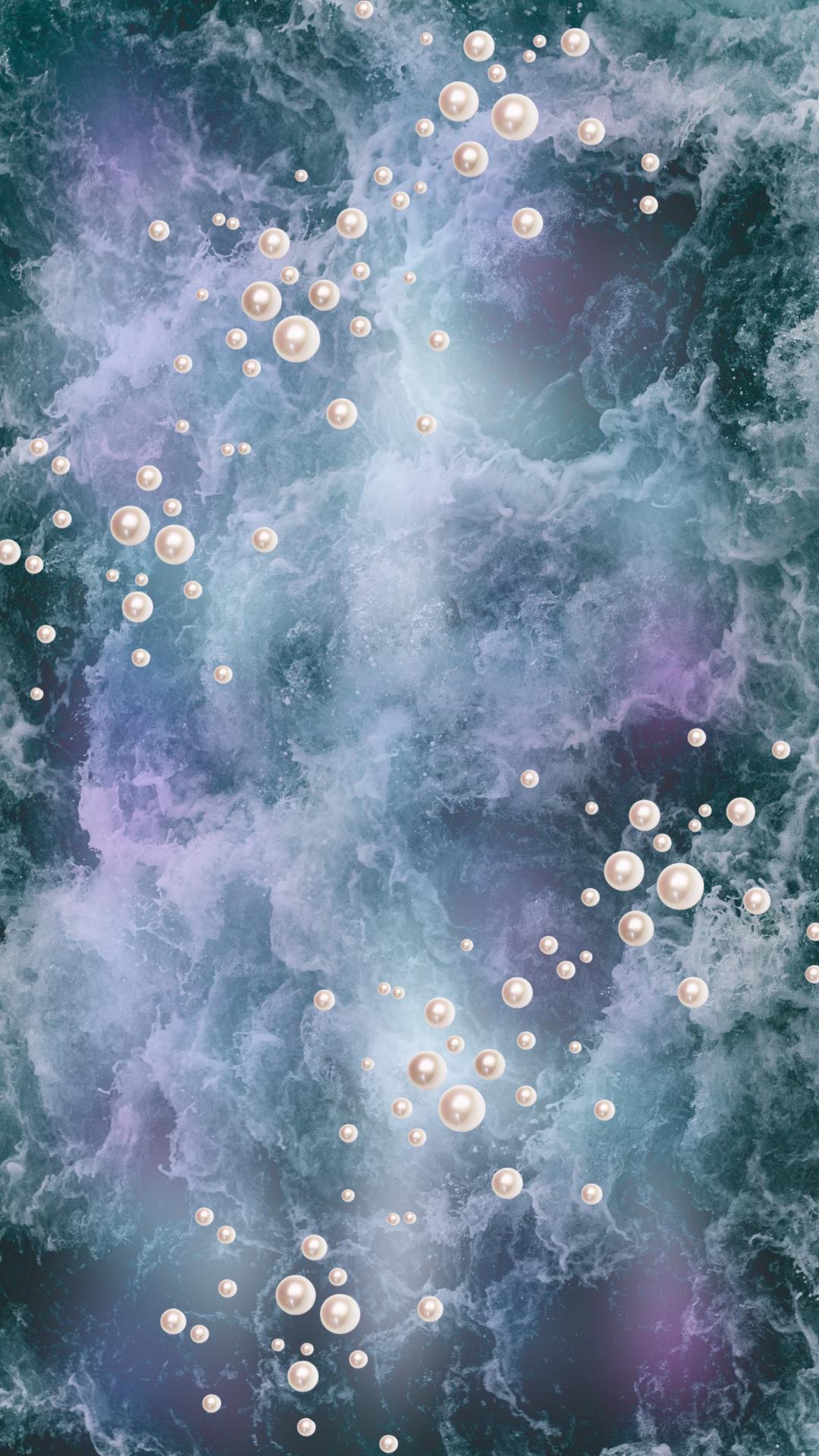 Ocean Pearl iPhone Wallpaper • Blue Water Background • Digital Phone ...