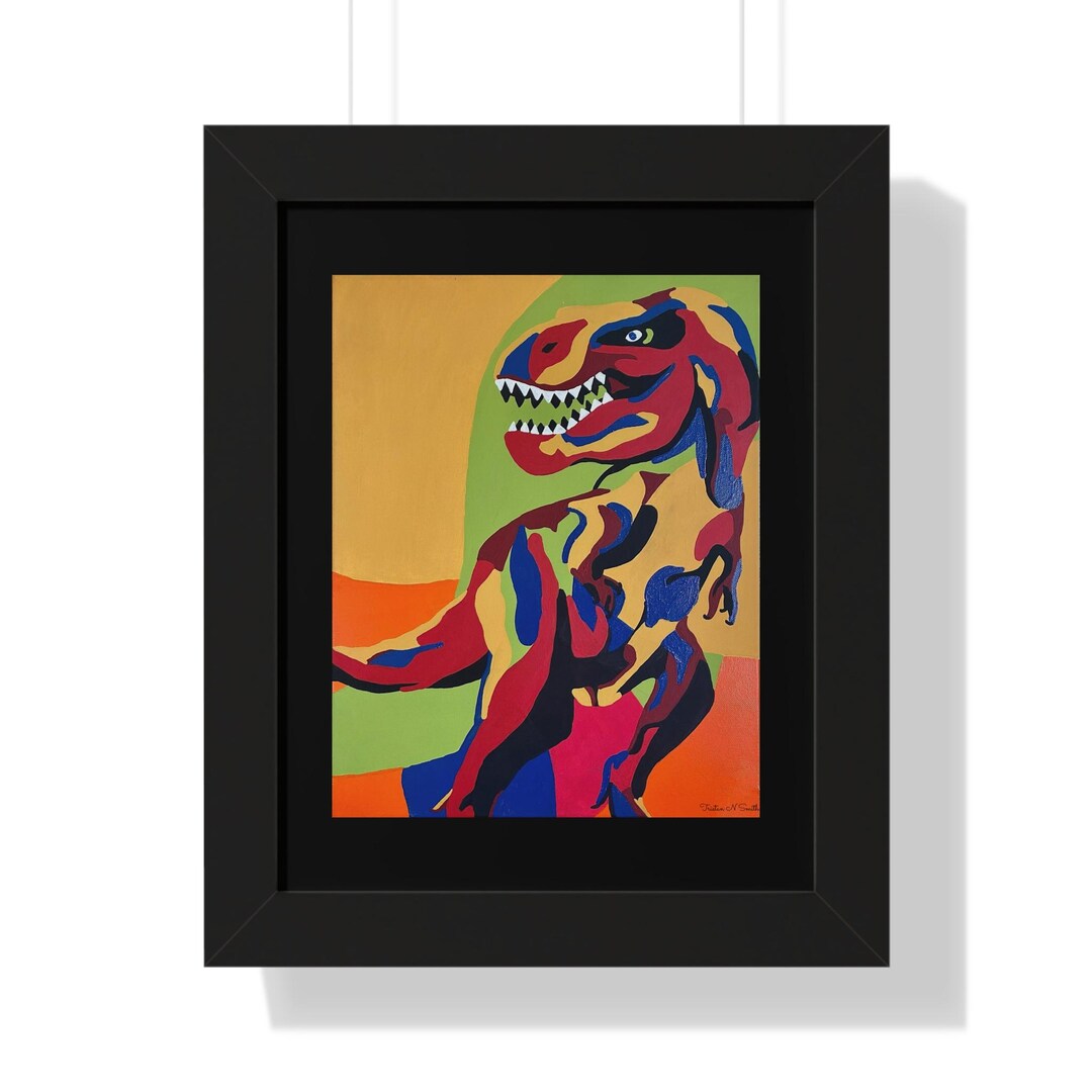 T-rex Framed Vertical Poster - Etsy