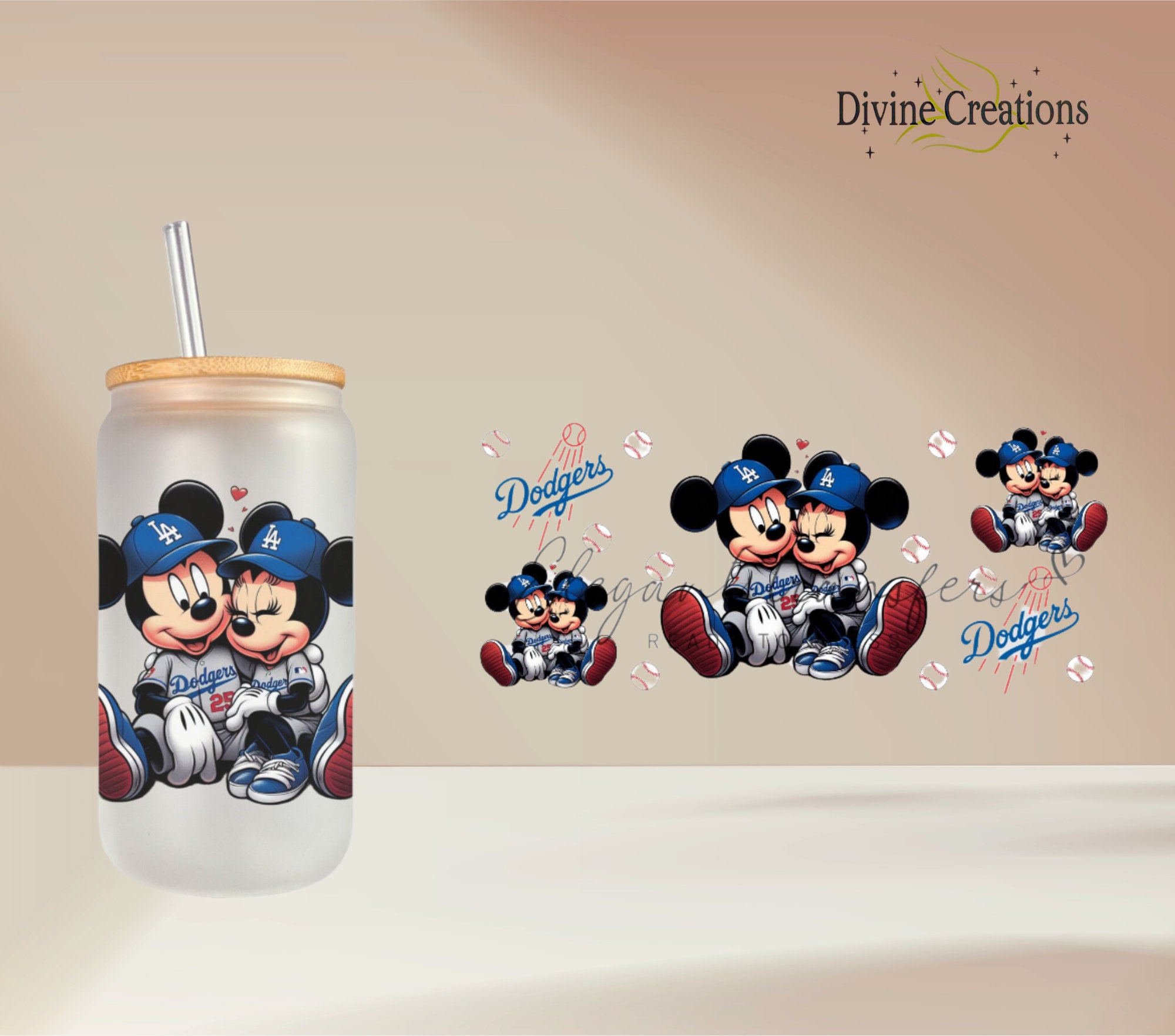 Dodgers, Mickey and Minnie Love for Baseball - Etsy