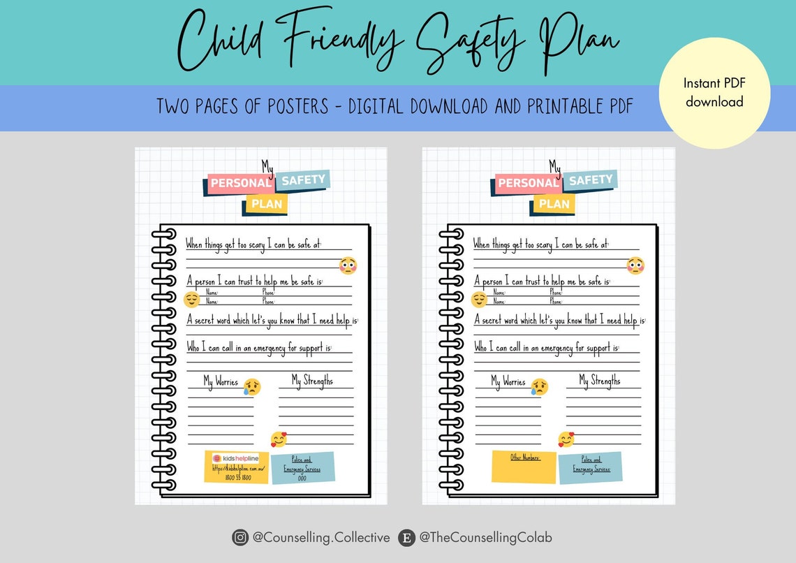 Child Friendly Safety Plan - Template - Etsy