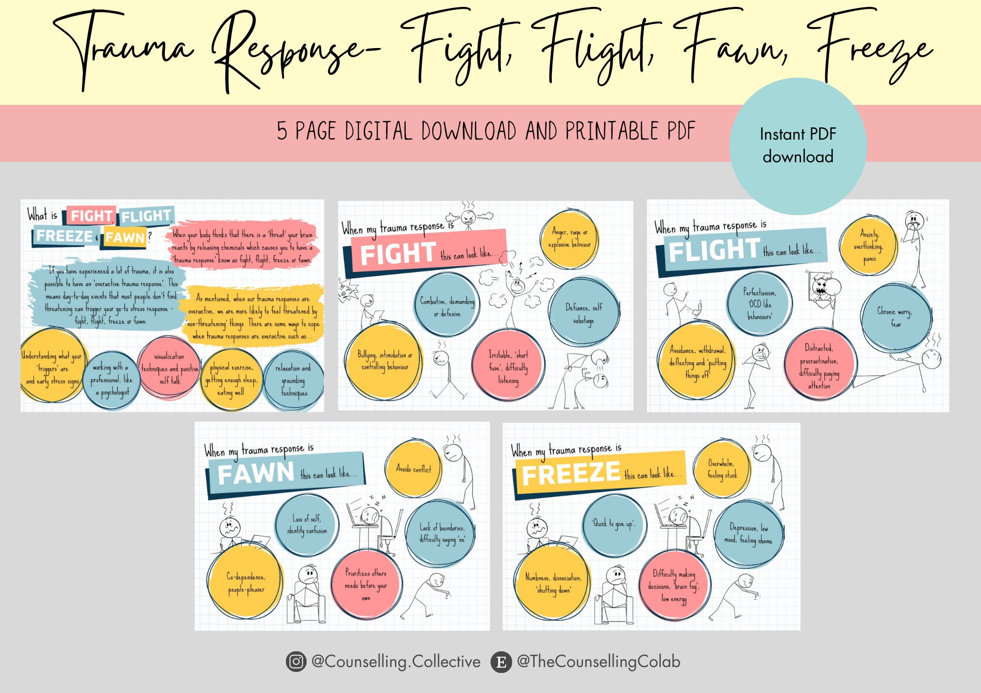Trauma Response - Psychoeducation Resource - Fight, Flight, Freeze and ...