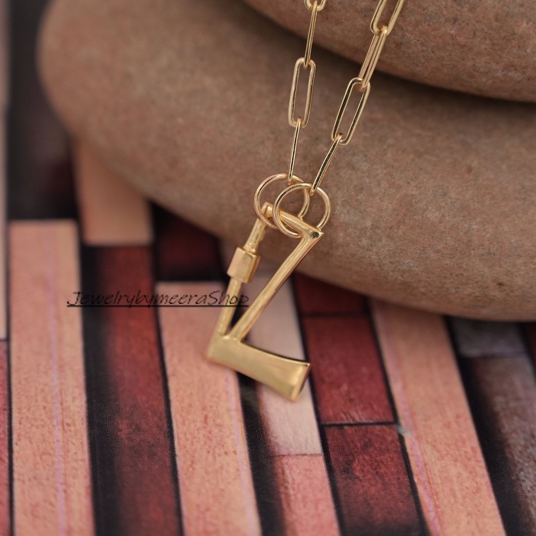 14K Gold Letter Lock Letter Carabiner Gold Letter Lock 14K - Etsy