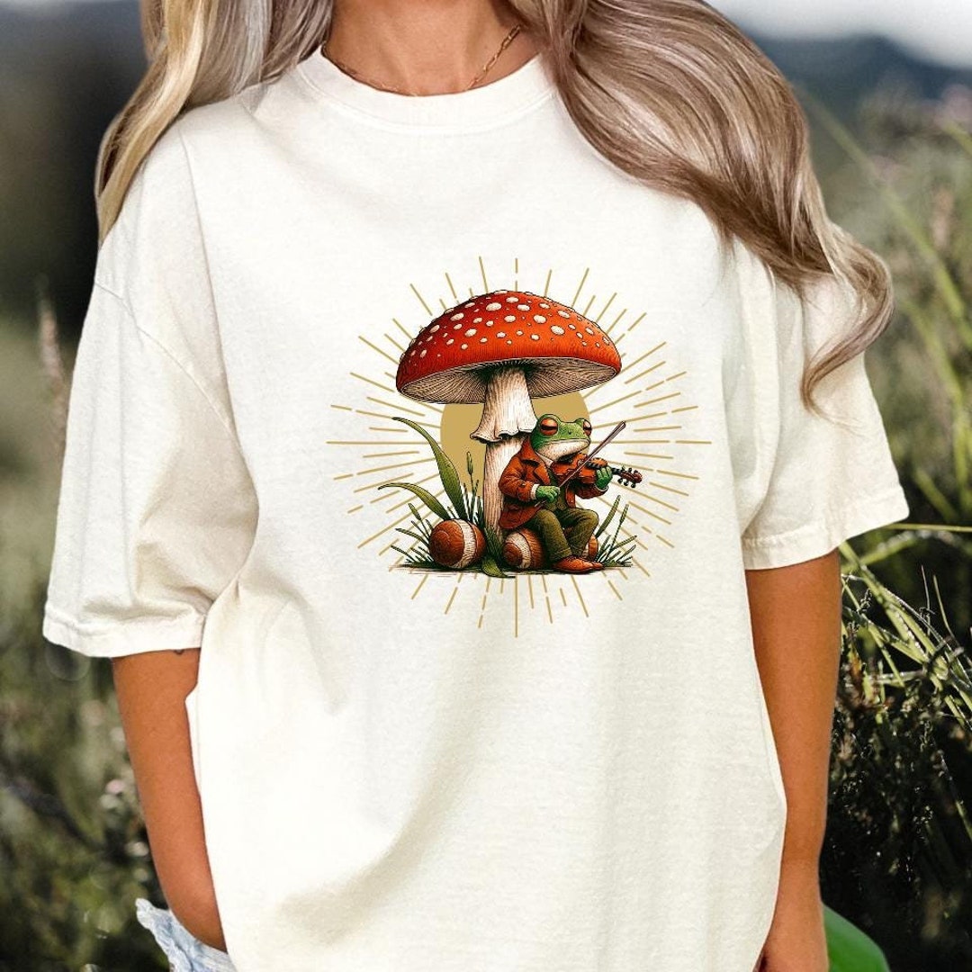 Mushroom & Frog Shirt, Boho Magic Mushroom Shirt, Whimsical Unisex T ...
