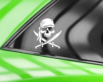 Pirate Skull With Knife Vinyl Decal - Etsy