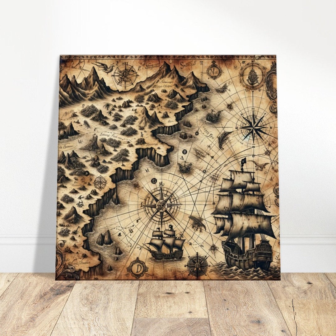 Secret Pirate Map on Stretched Canvas - Etsy