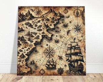 Secret Pirate Map on Stretched Canvas - Etsy
