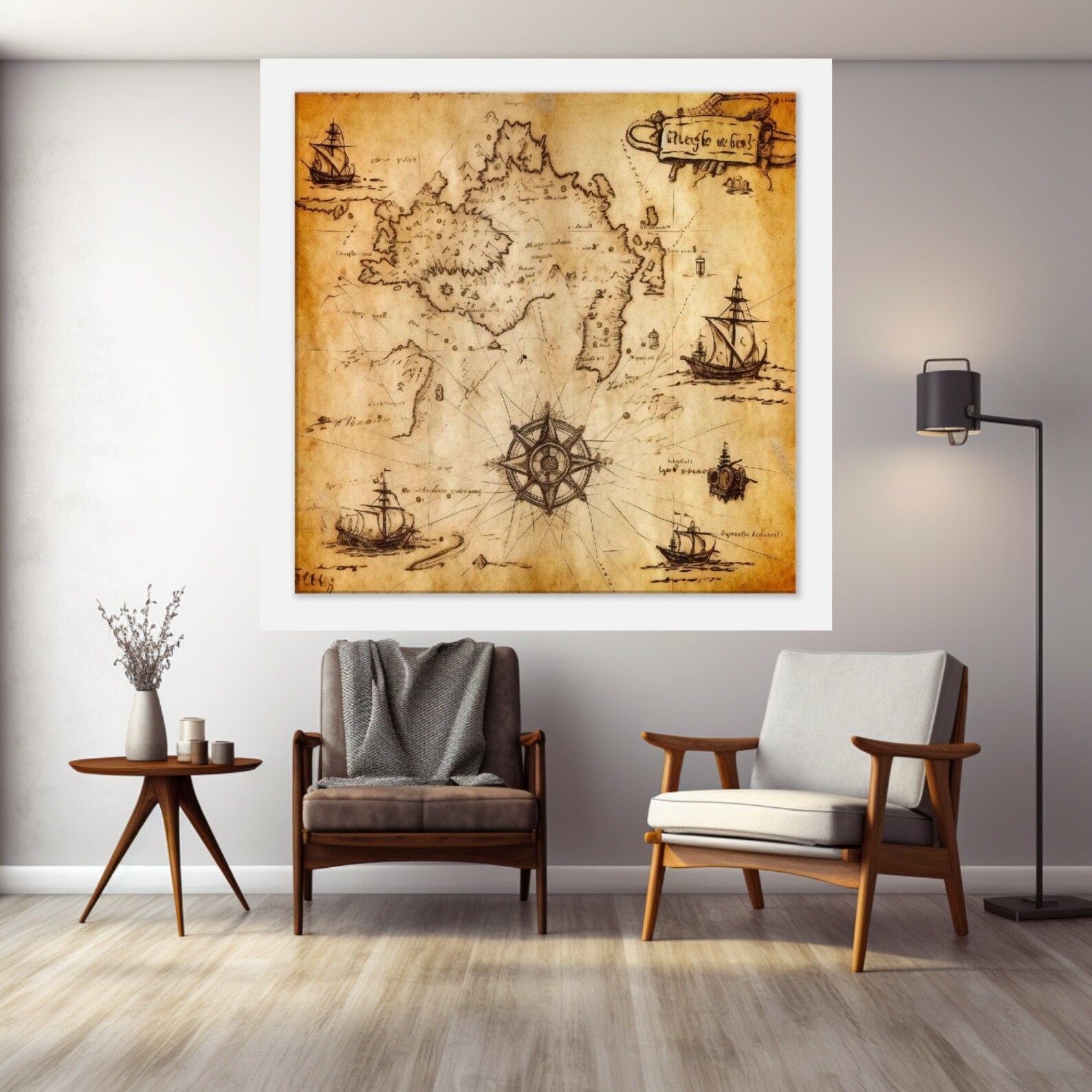 Secret Pirate Map on Stretched Canvas - Etsy