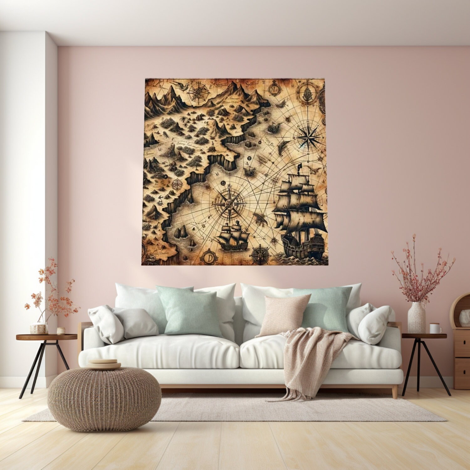 Secret Pirate Map on Stretched Canvas - Etsy