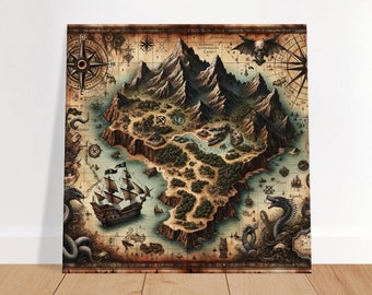 Secret Pirate Map on Stretched Canvas - Etsy