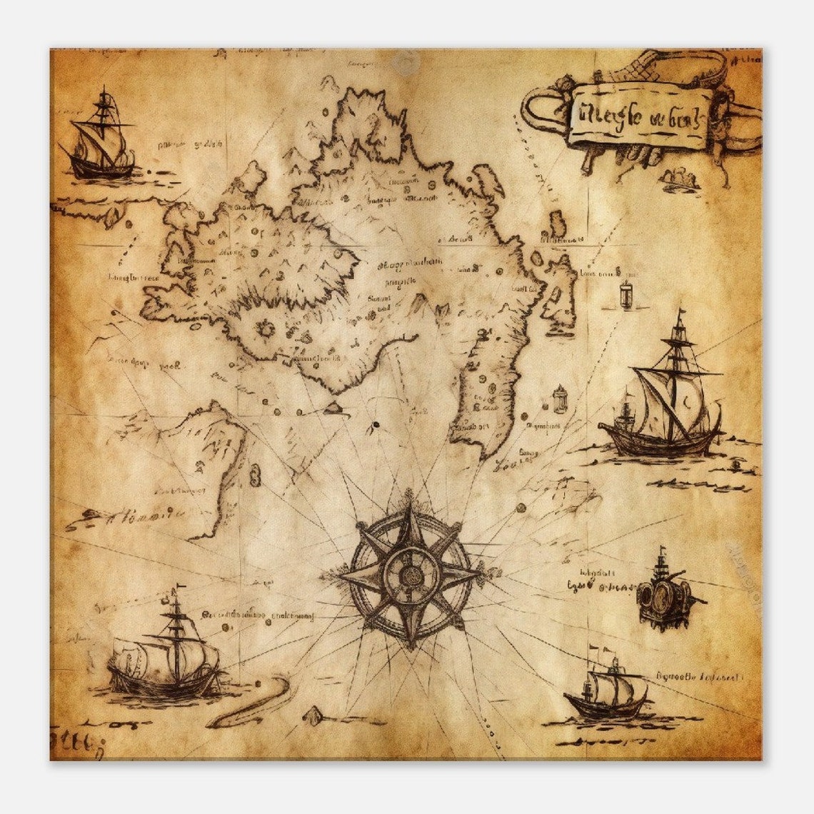 Secret Pirate Map on Stretched Canvas - Etsy