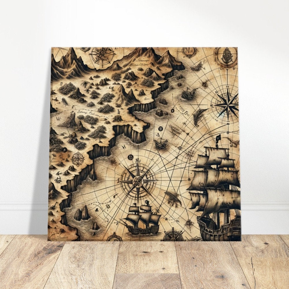 Secret Pirate Map on Stretched Canvas - Etsy
