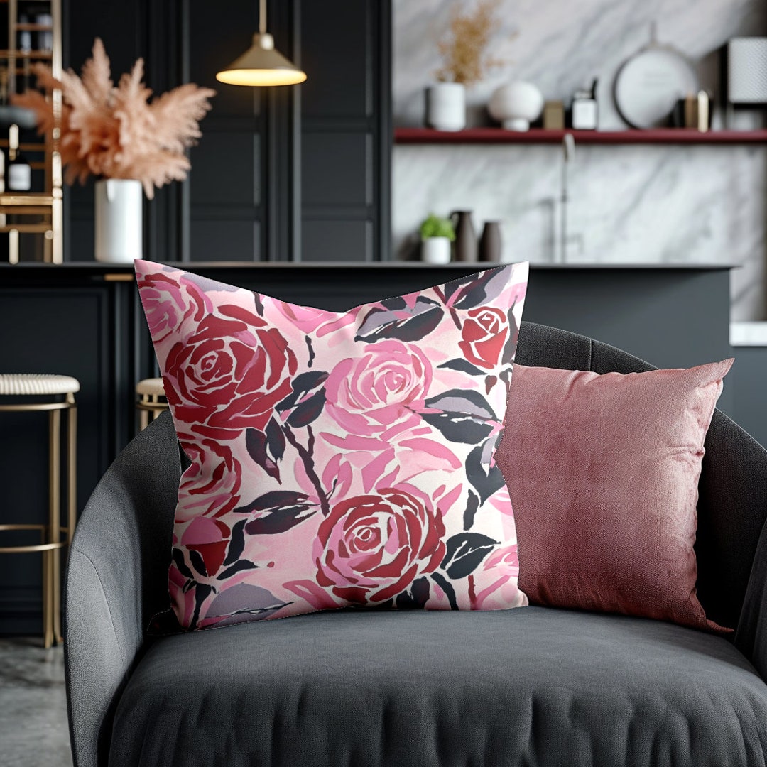 Dusty Rose Pillow Floral Throw Pillows Flower Accent Pillow Rose Pillow ...