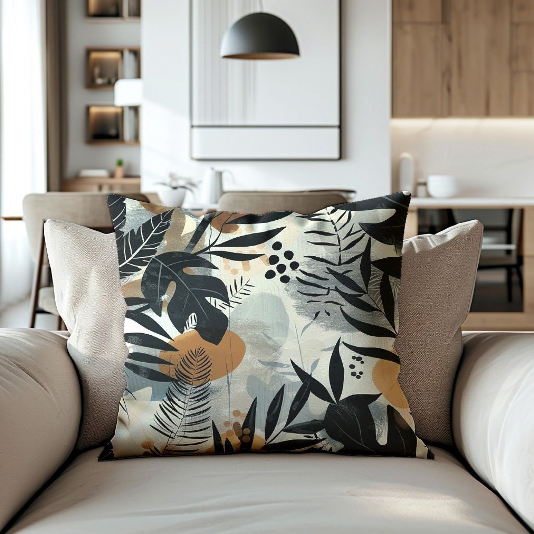 Mid Century Modern Accent Pillows Nature Botanical Throw Pillow Covers ...