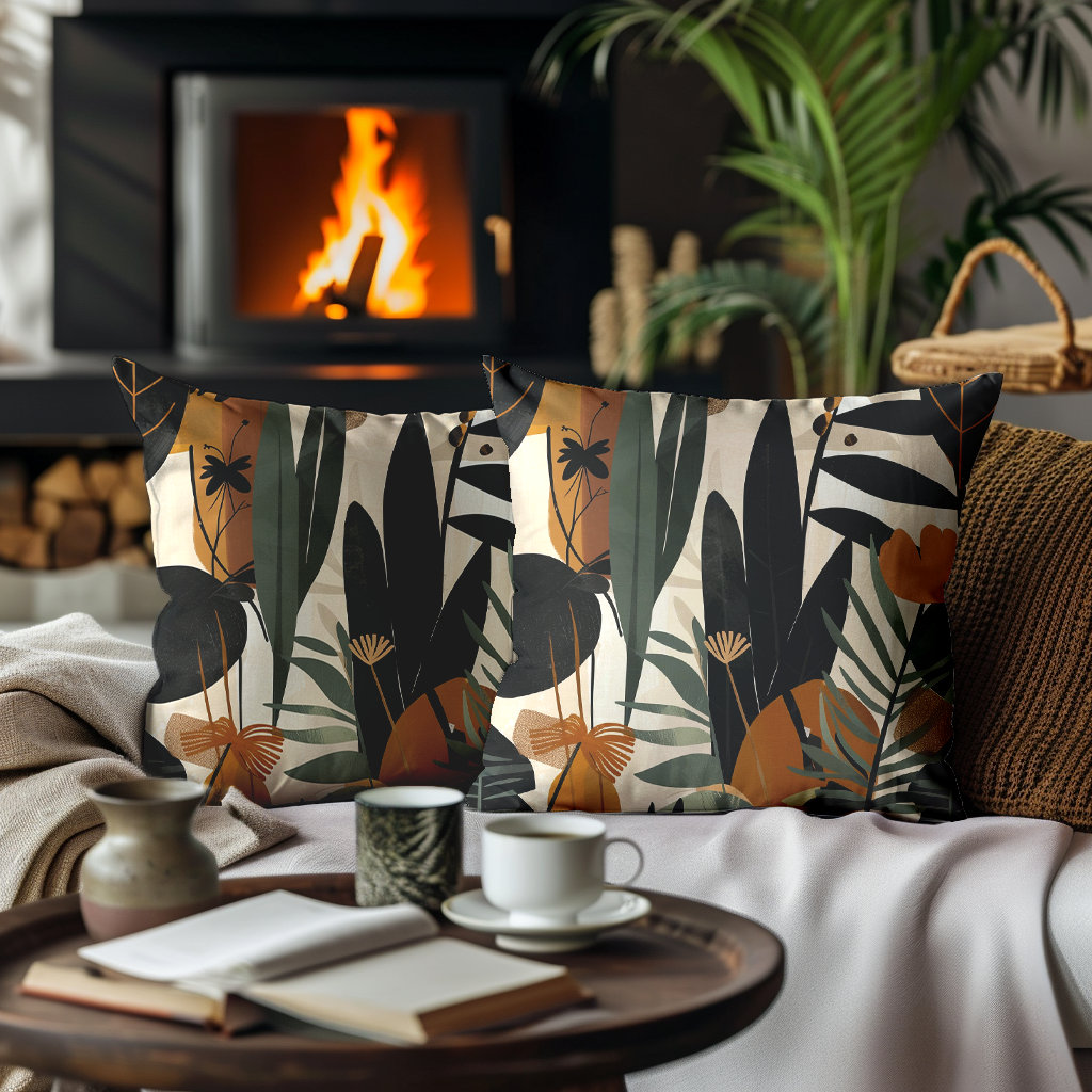 Mid Century Modern Decorative Pillow Cover Nature Botanical Throw ...