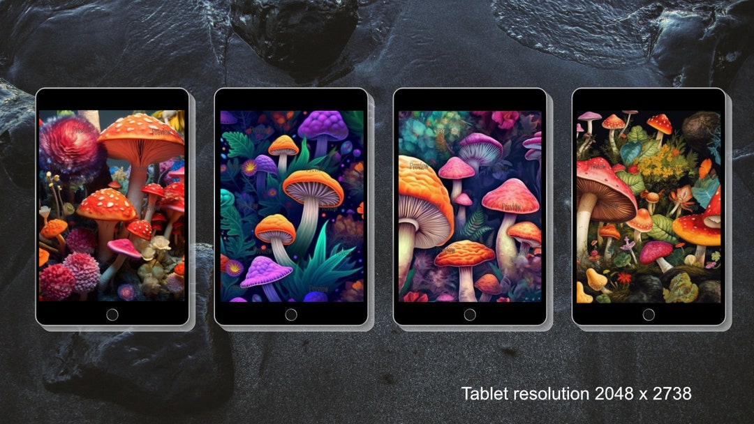 4 Mushroom Tablet Digital Wallpapers Android Mushroom - Etsy