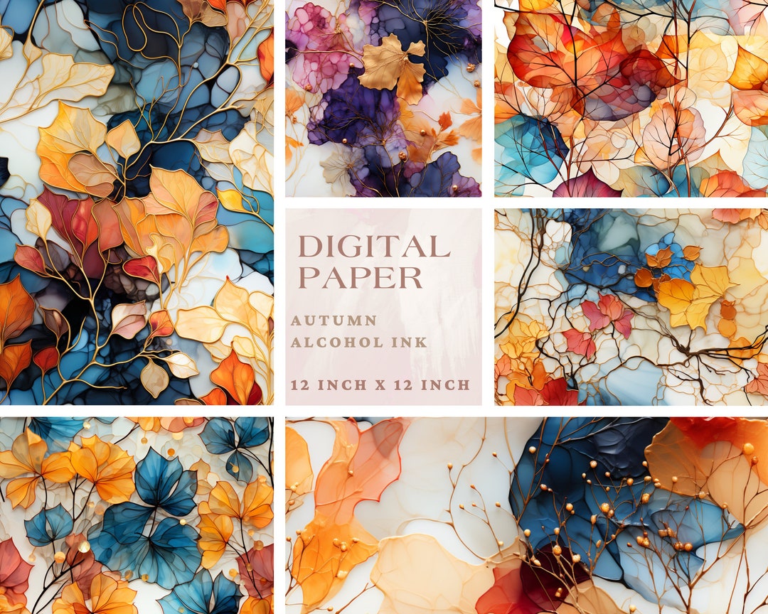 Autumn Alcohol Ink Design Digital Paper, 6 Patterns, Instant Download ...