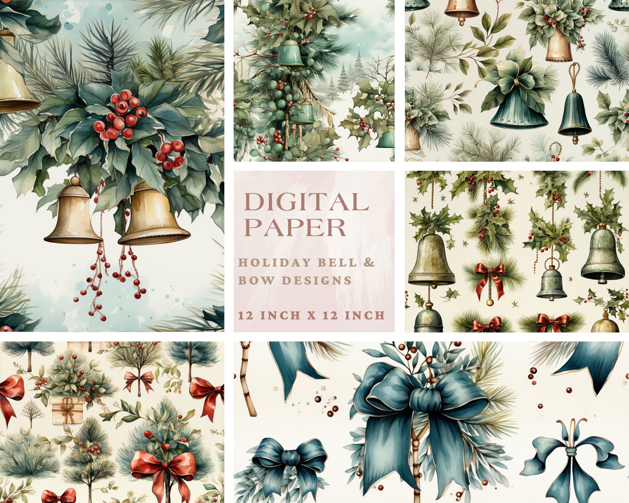 120 Holiday Digital Paper Pack-seamless Tiled Pattern-rustic - Etsy