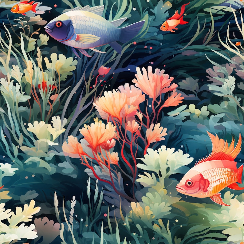 Aquarium Design Digital Paper 6 Patterns Instant Download - Etsy