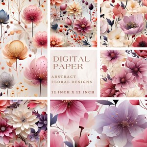 Abstract Floral Design Digital Paper, 6 Patterns, Instant Download ...