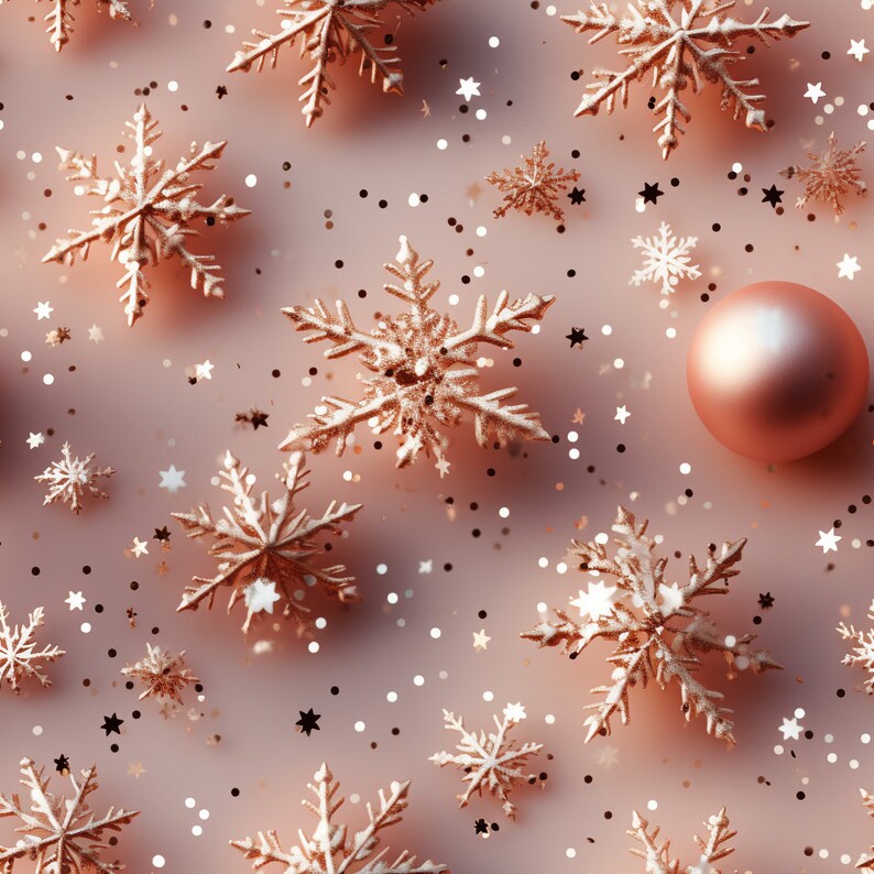 Rose Gold Snowflake Design Digital Paper, 6 Patterns, Instant Download ...