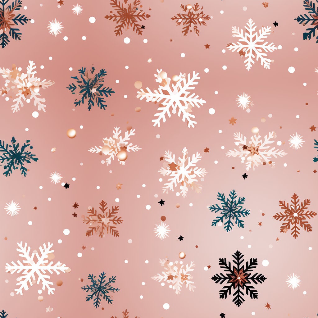 Rose Gold Snowflake Design Digital Paper, 6 Patterns, Instant Download ...