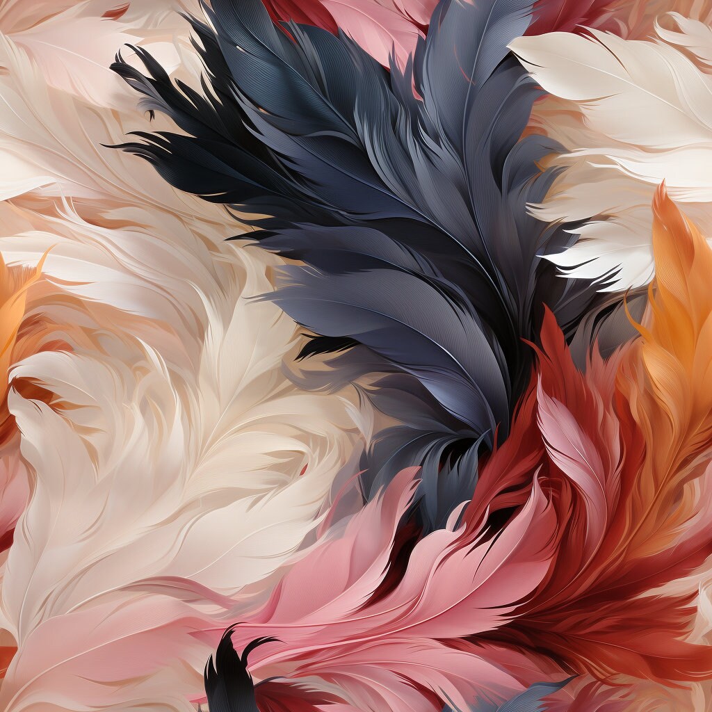 Rose Gold & Grey Feather Design Digital Paper, 6 Patterns, Instant ...