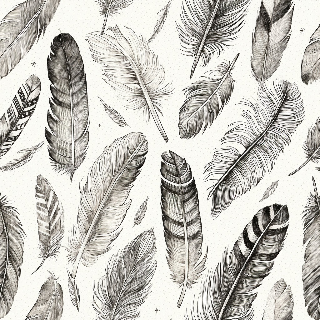 Pencil Sketch Feather Design Digital Paper, 6 Patterns, Instant ...