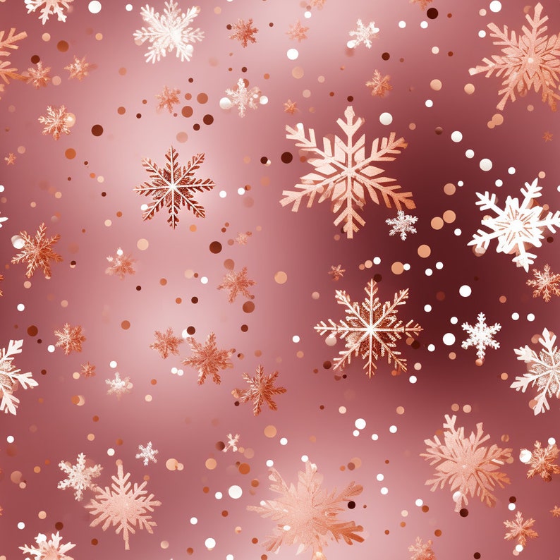 Rose Gold Snowflake Design Digital Paper, 6 Patterns, Instant Download ...