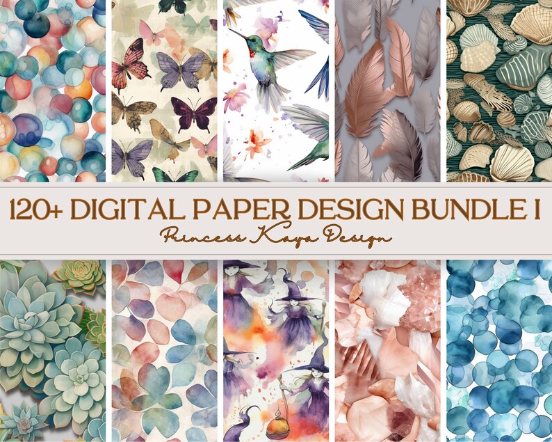 120 Digital Paper Design Bundle I, Instant Download, SEAMLESS TILED ...