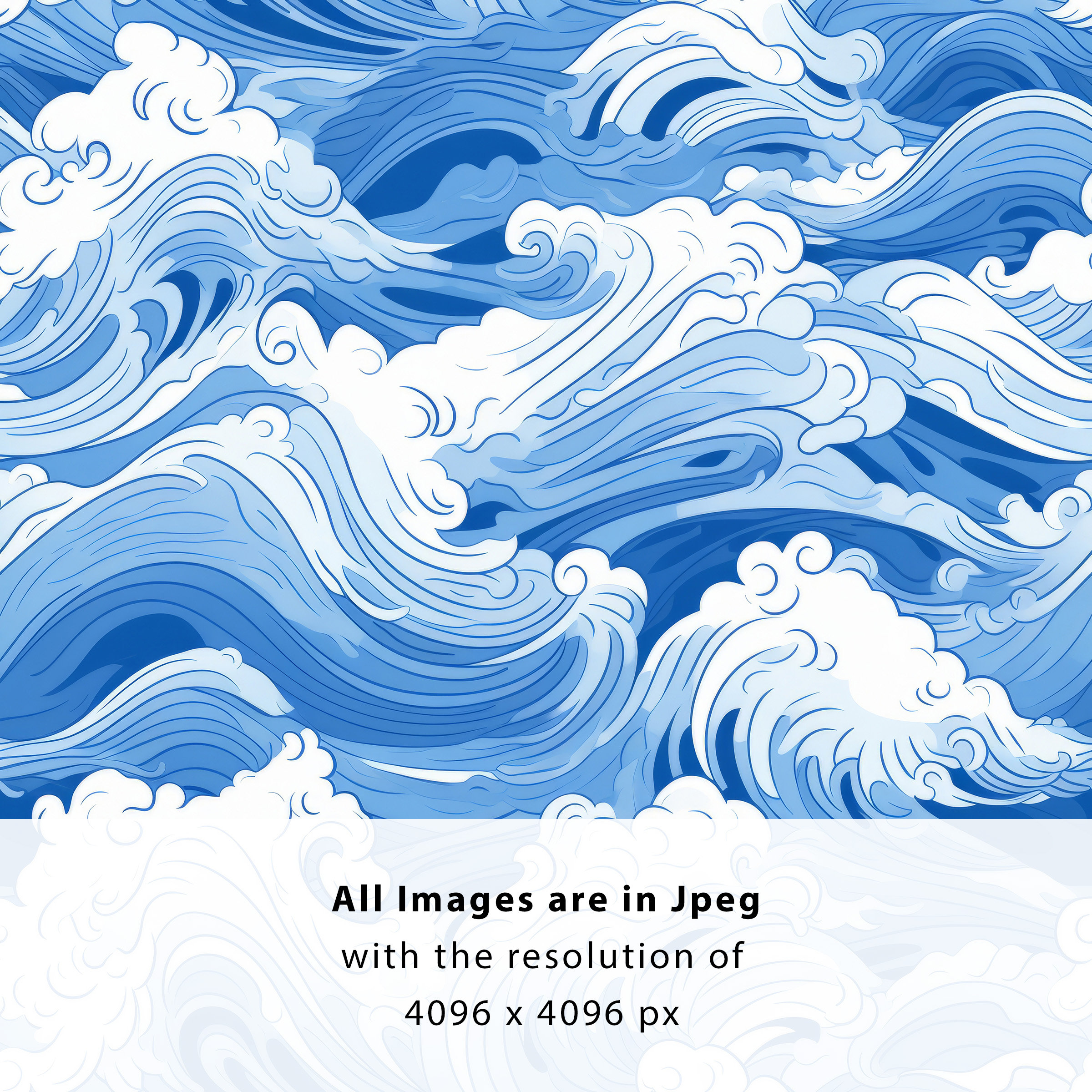 Waves Seamless Digital Paper Blue Ocean Digital Patterns Backgrounds ...