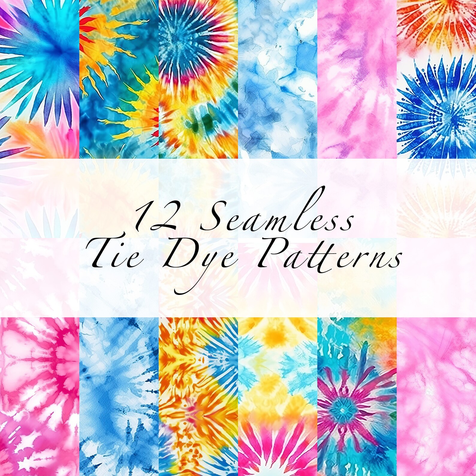 Tie Dye Seamless Digital Patterns | High Res Tie Dye Digital Paper ...