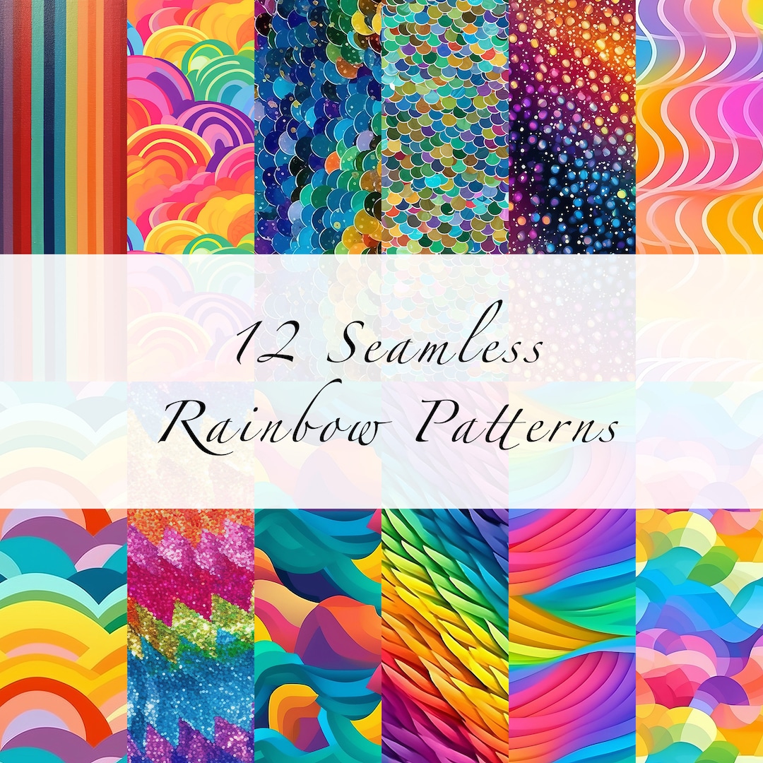 Rainbow & Glitter Seamless Digital Paper | Rainbow Digital Patterns ...