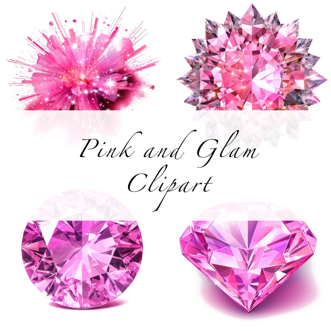 Pink Diamond Glam Clip Art | Pink Stones and Burst Clip Art | for ...