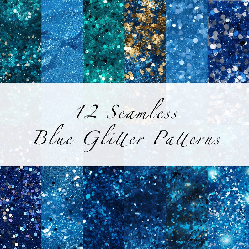 Blue Glitter Seamless Digital Paper | Blue Sequin & Shimmery Digital ...