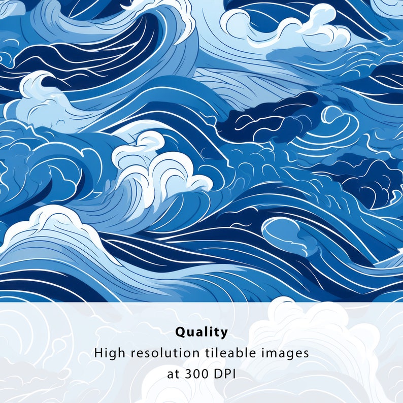 Waves Seamless Digital Paper | Blue Ocean Digital Patterns ...