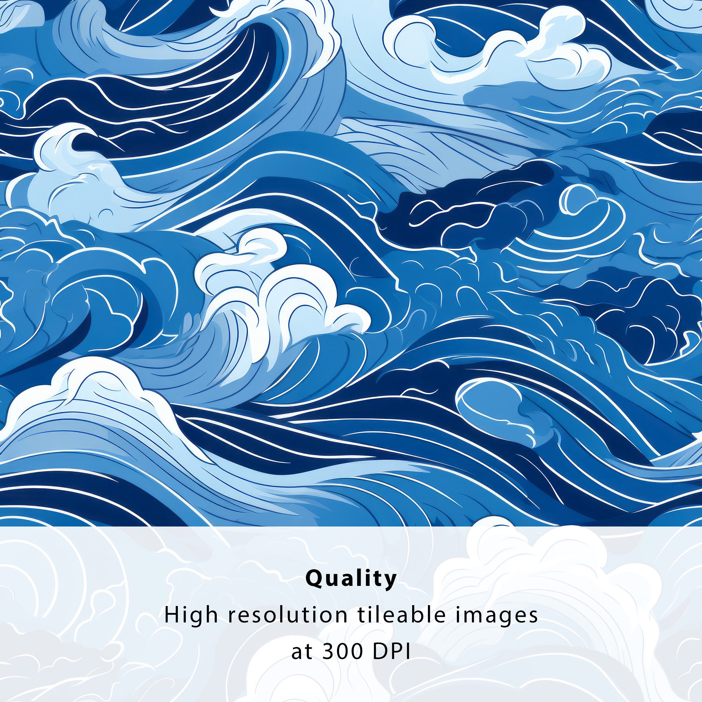 Waves Seamless Digital Paper Blue Ocean Digital Patterns Backgrounds ...
