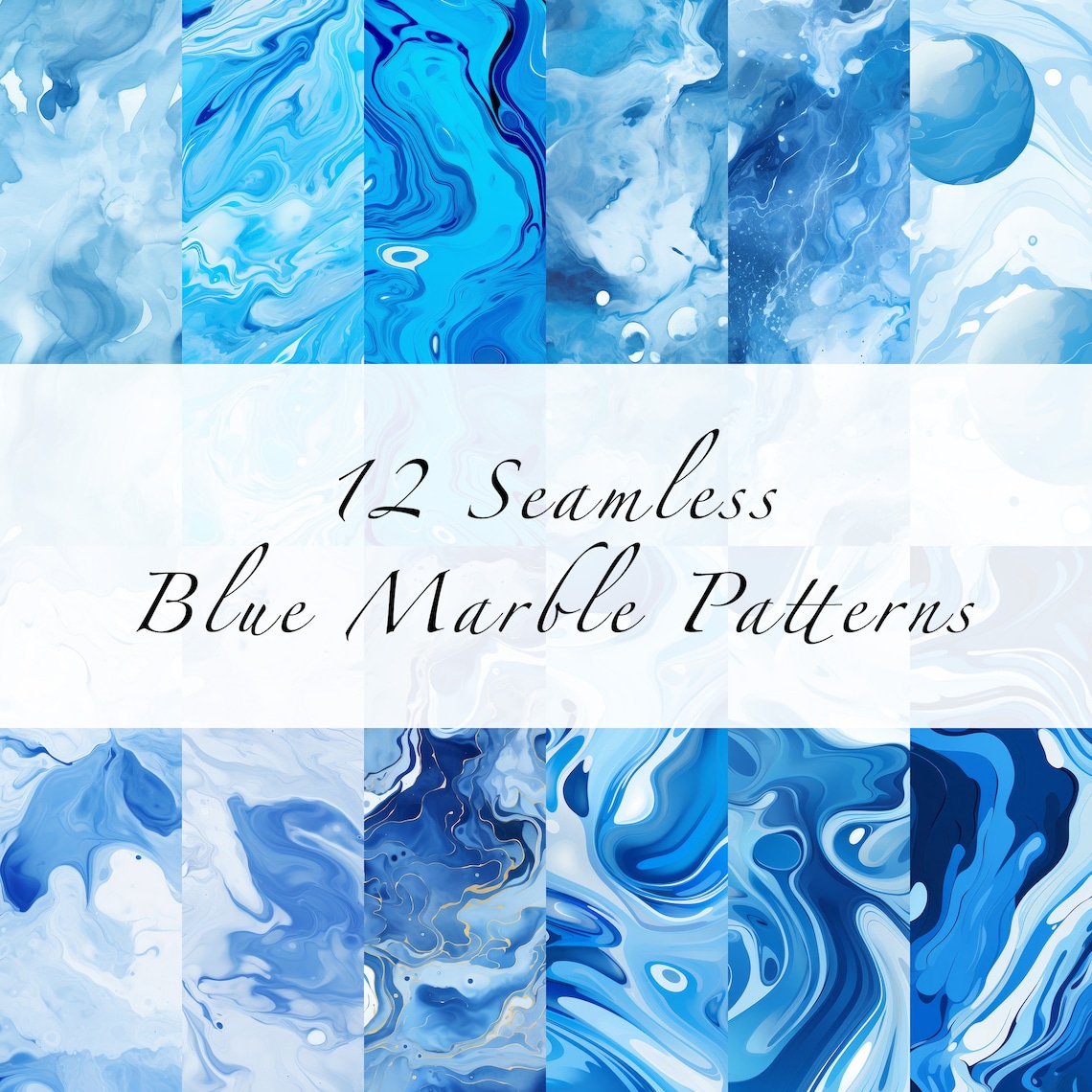 Blue Marble Seamless Digital Paper | Blue Paint Digital Patterns ...
