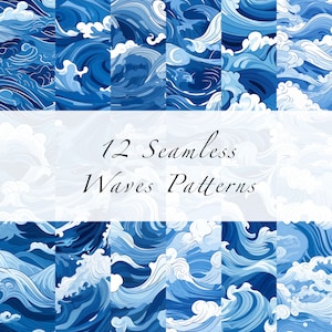 Waves Seamless Digital Paper | Blue Ocean Digital Patterns ...