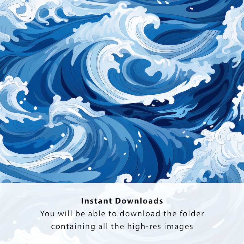 Waves Seamless Digital Paper Blue Ocean Digital Patterns Backgrounds ...