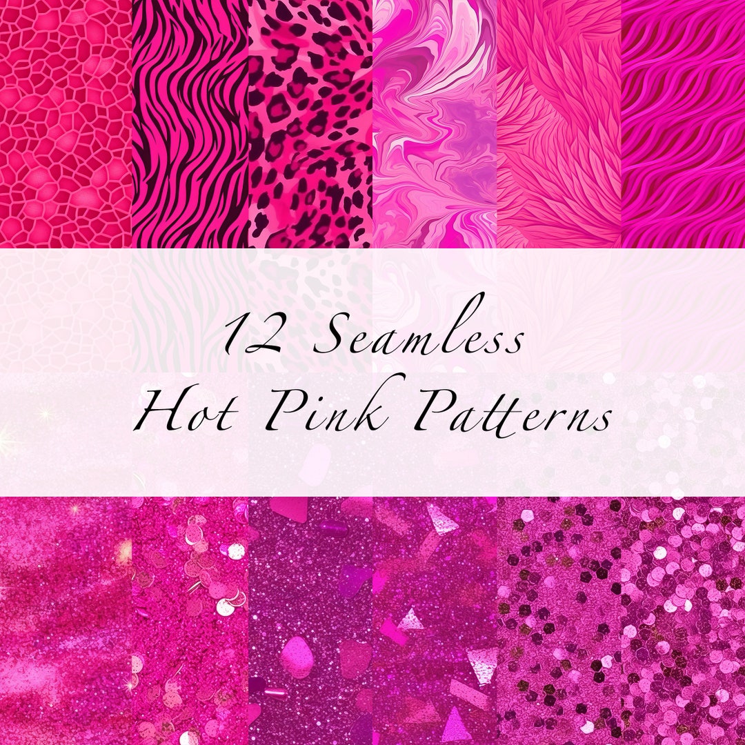 Hot Pink & Glitter Seamless Digital Paper | Hot Pink Digital Patterns ...