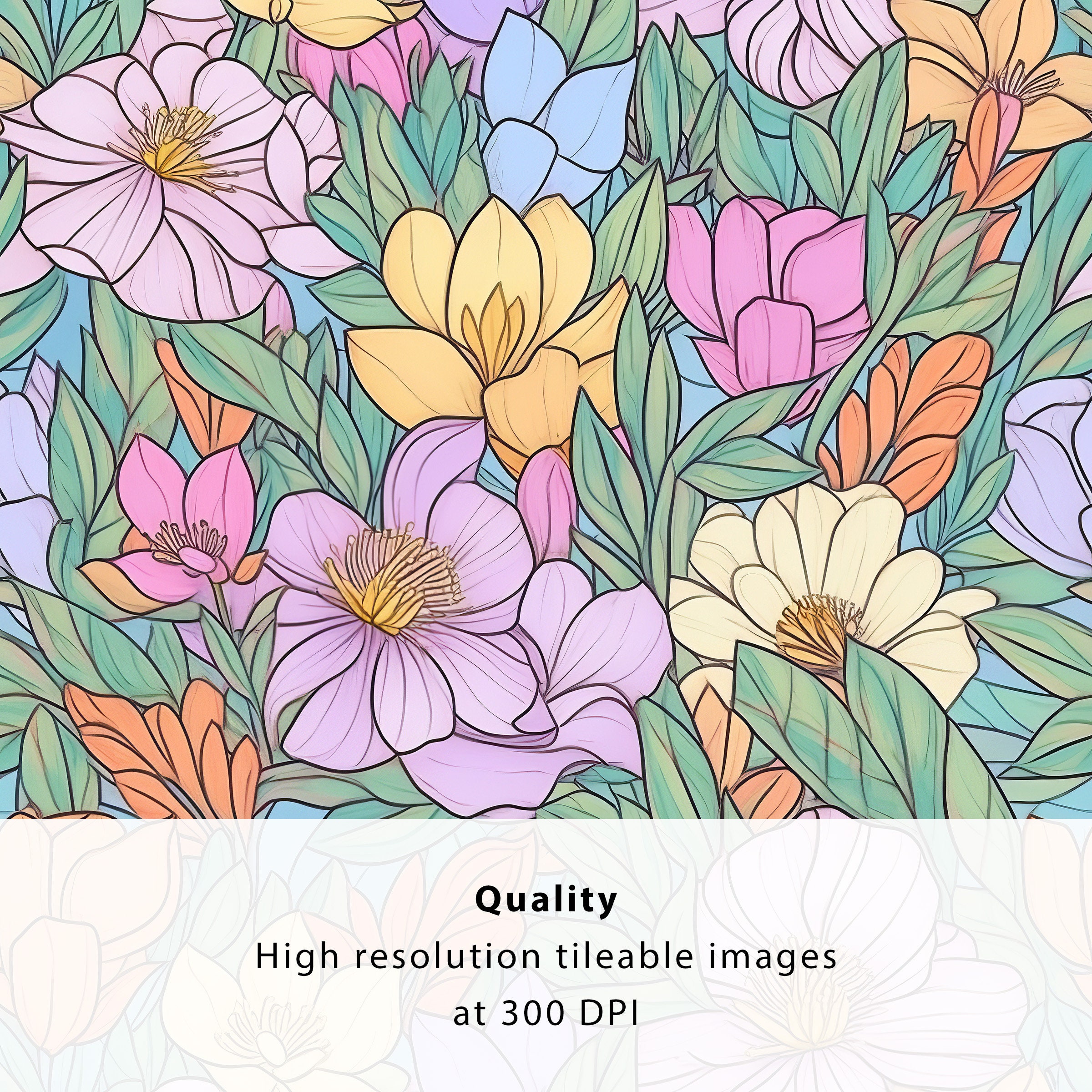 Seamless Floral Digital Patterns | Cute Flower Digital Paper ...