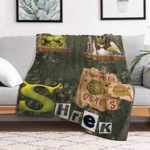 Customized Shrek Blanket Personalized Flannel Couch Nap Blanket Bedding ...